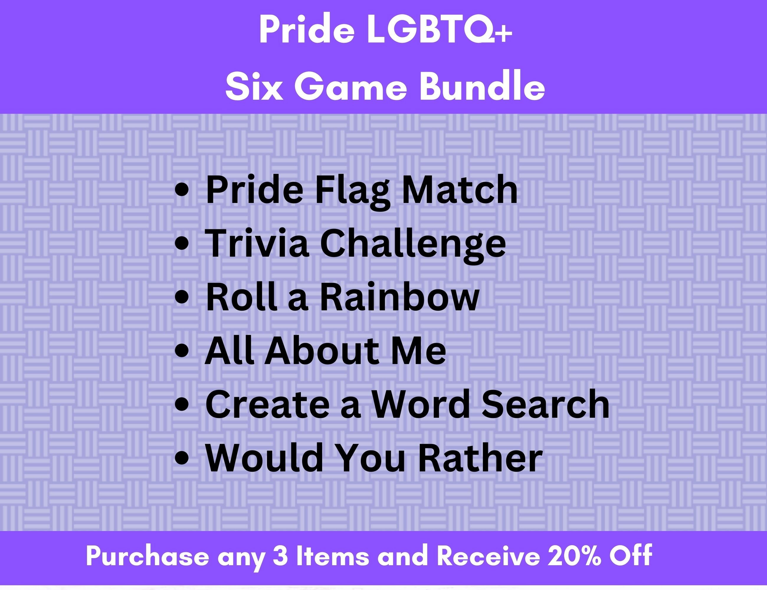Pride LGBTQ+ Six Game Bundle, Pride Celebration, Brain Games, Identity ...