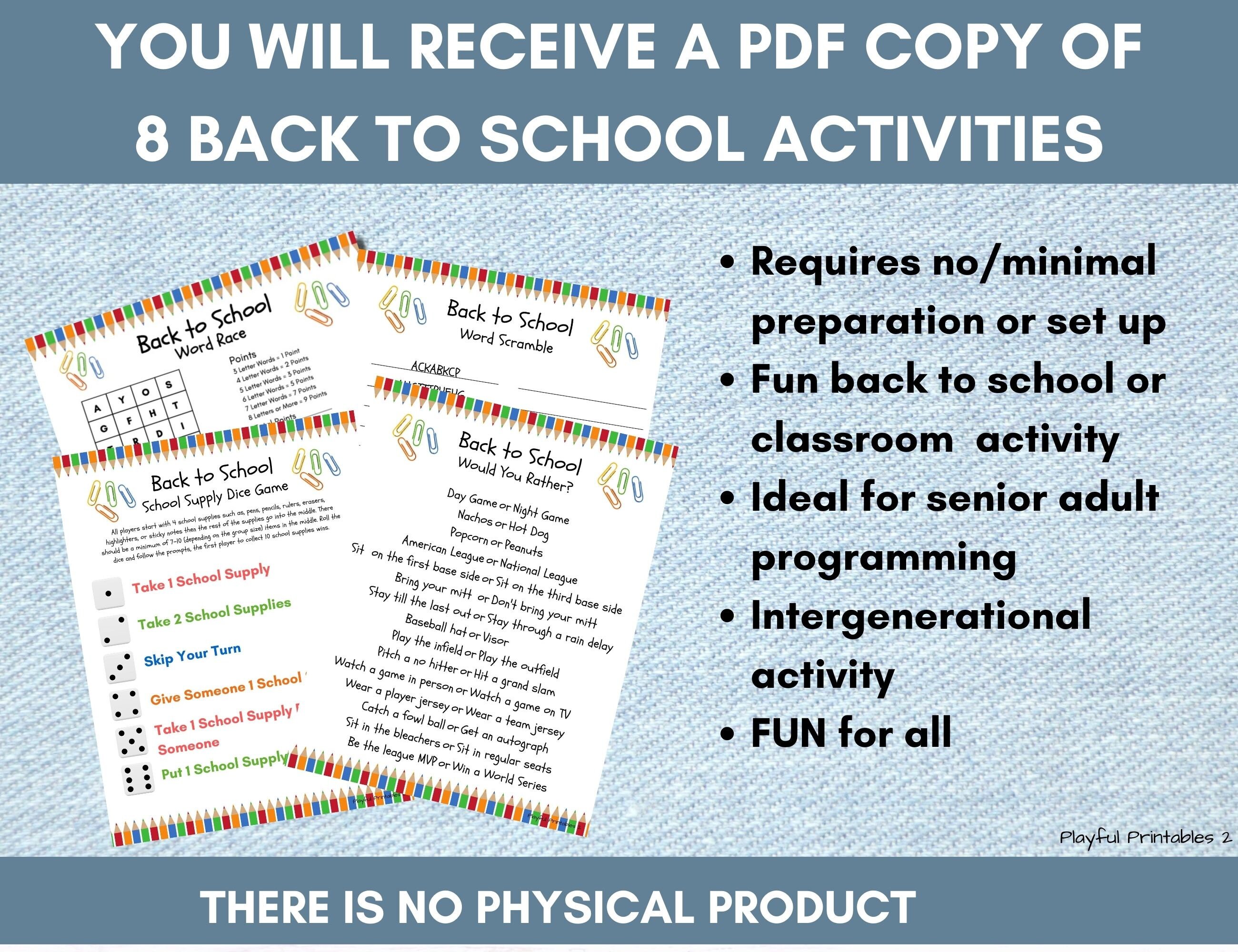 Back to School Game Bundle Would You Rather Word & A-Z Race - Etsy