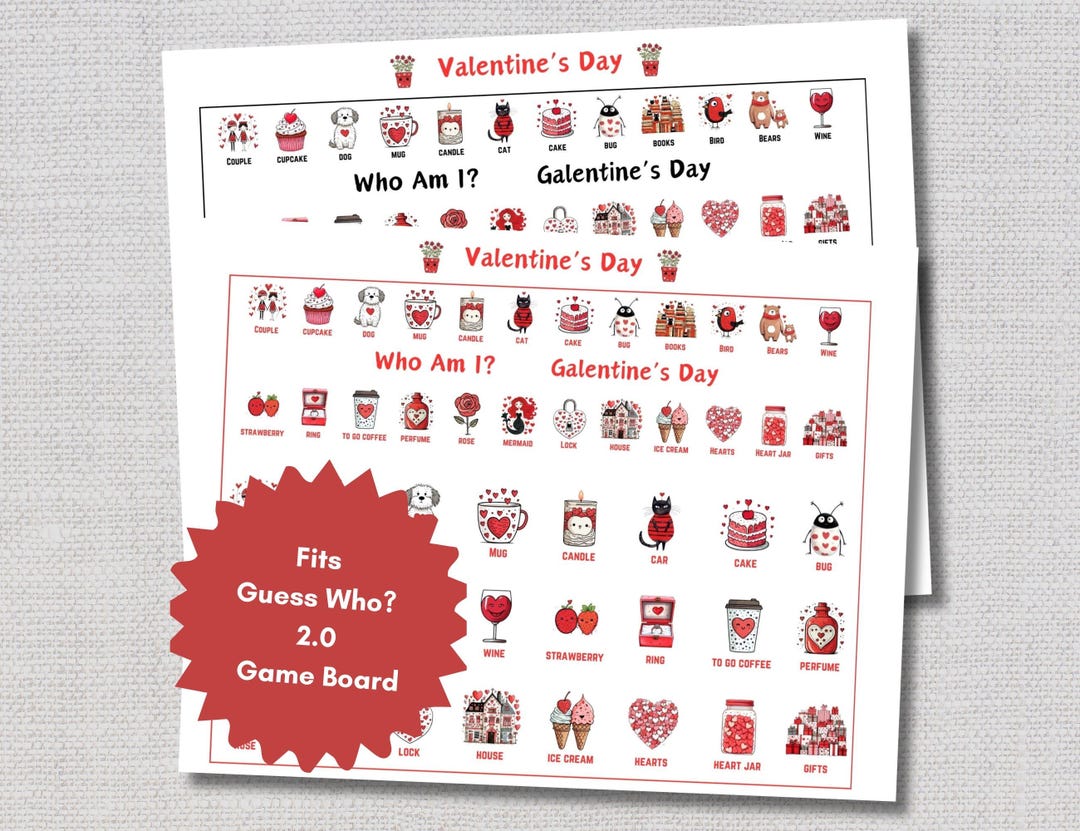 Valentine’s Day Guessing Game, Valentine’s Day Matching or Guess Who I ...