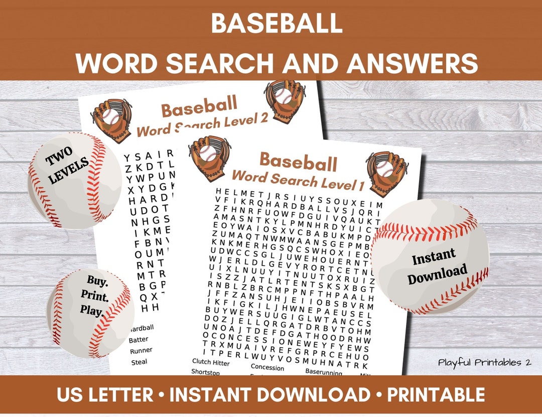 Baseball Word Search, Word Game Activity, Kids Activity, Senior Adult ...