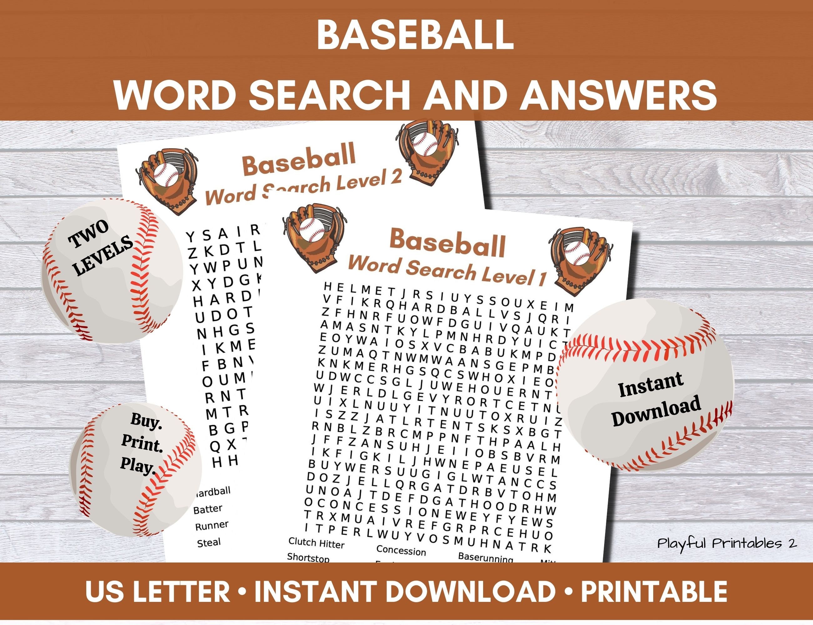 Baseball Word Search, Word Game Activity, Kids Activity, Senior Adult ...