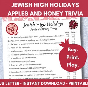 Jewish High Holiday Trivia Game, Rosh Hashanah Celebration, Youth ...