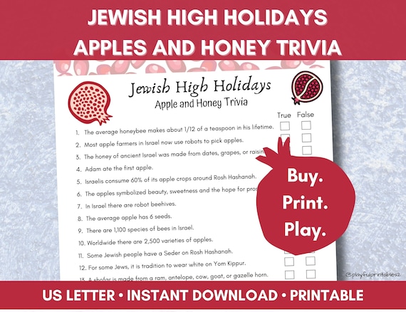 Jewish High Holiday Trivia Game Rosh Hashanah Celebration - Etsy
