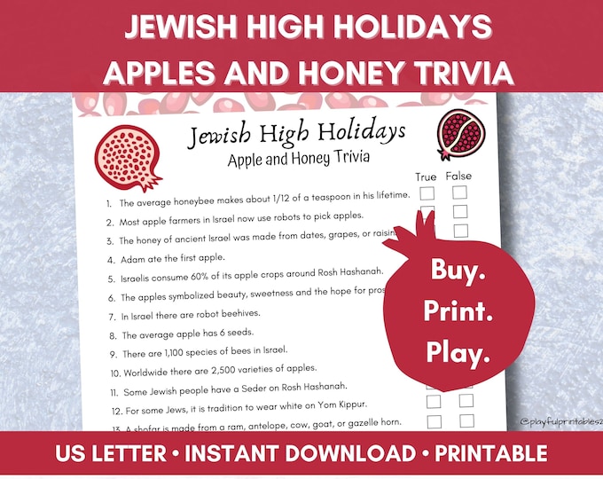 Jewish High Holiday Trivia Game, Rosh Hashanah Celebration, Youth ...