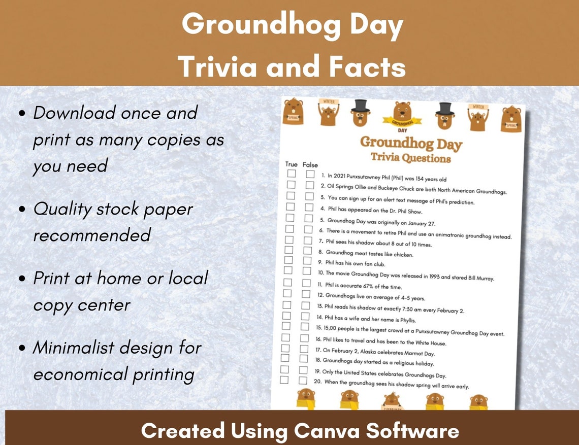 Groundhog Day, Trivia and Facts, Groundhog Day Activity, Punxsutawney ...