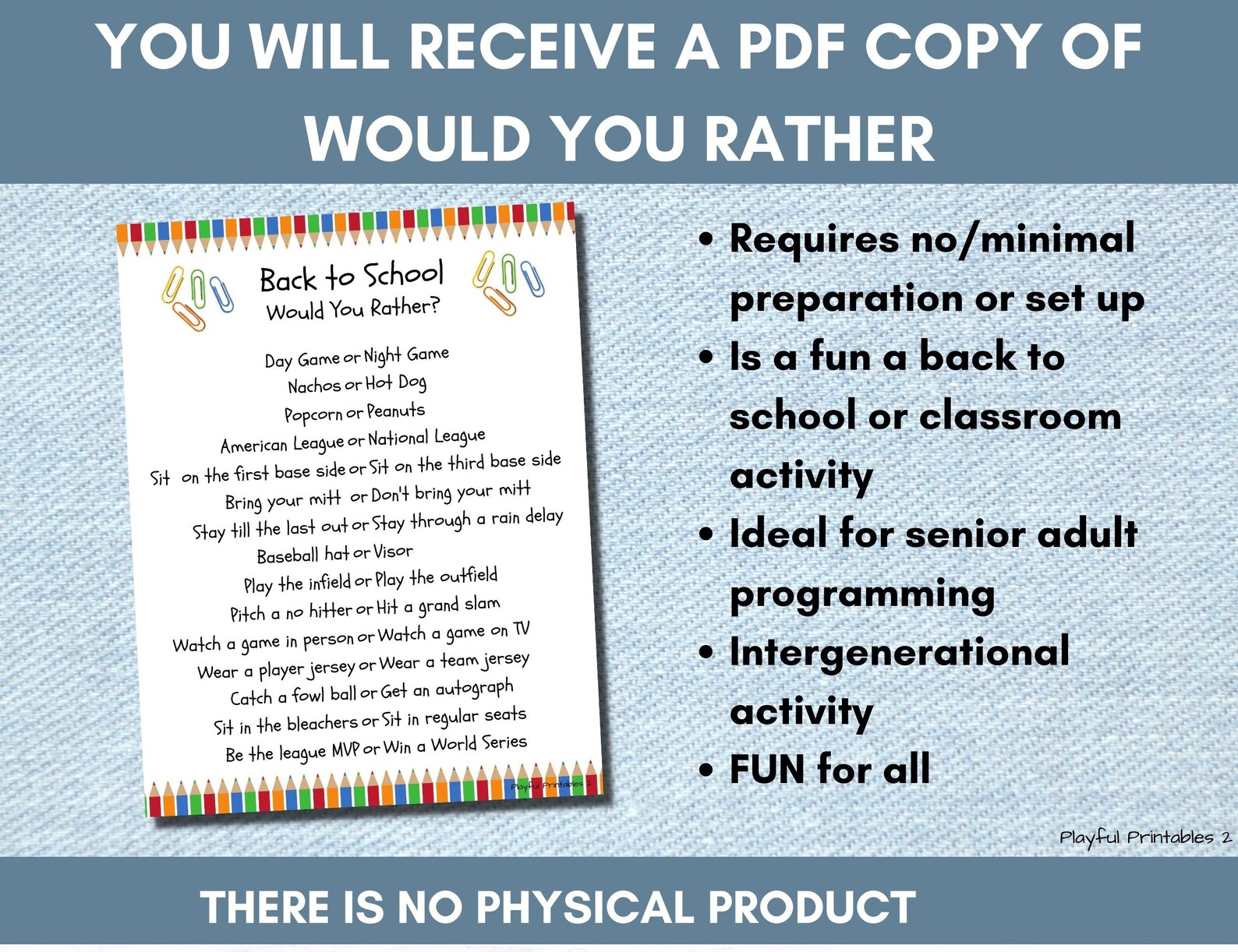 Back to School Would You Rather This or That School Theme - Etsy