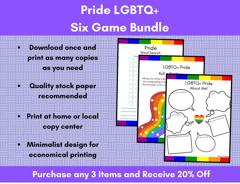 Pride LGBTQ+ Six Game Bundle, Pride Celebration, Brain Games, Identity ...
