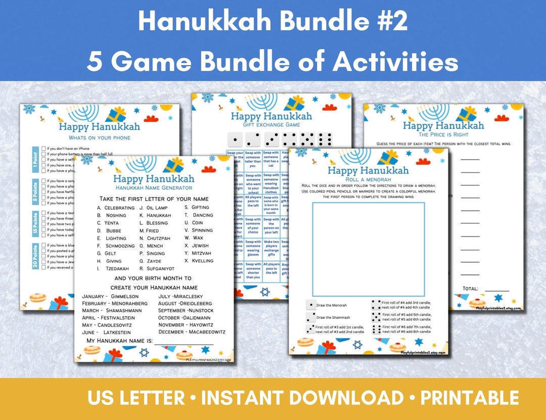 Hanukkah Bundle 2 5 Games Festival of Lights Jewish - Etsy