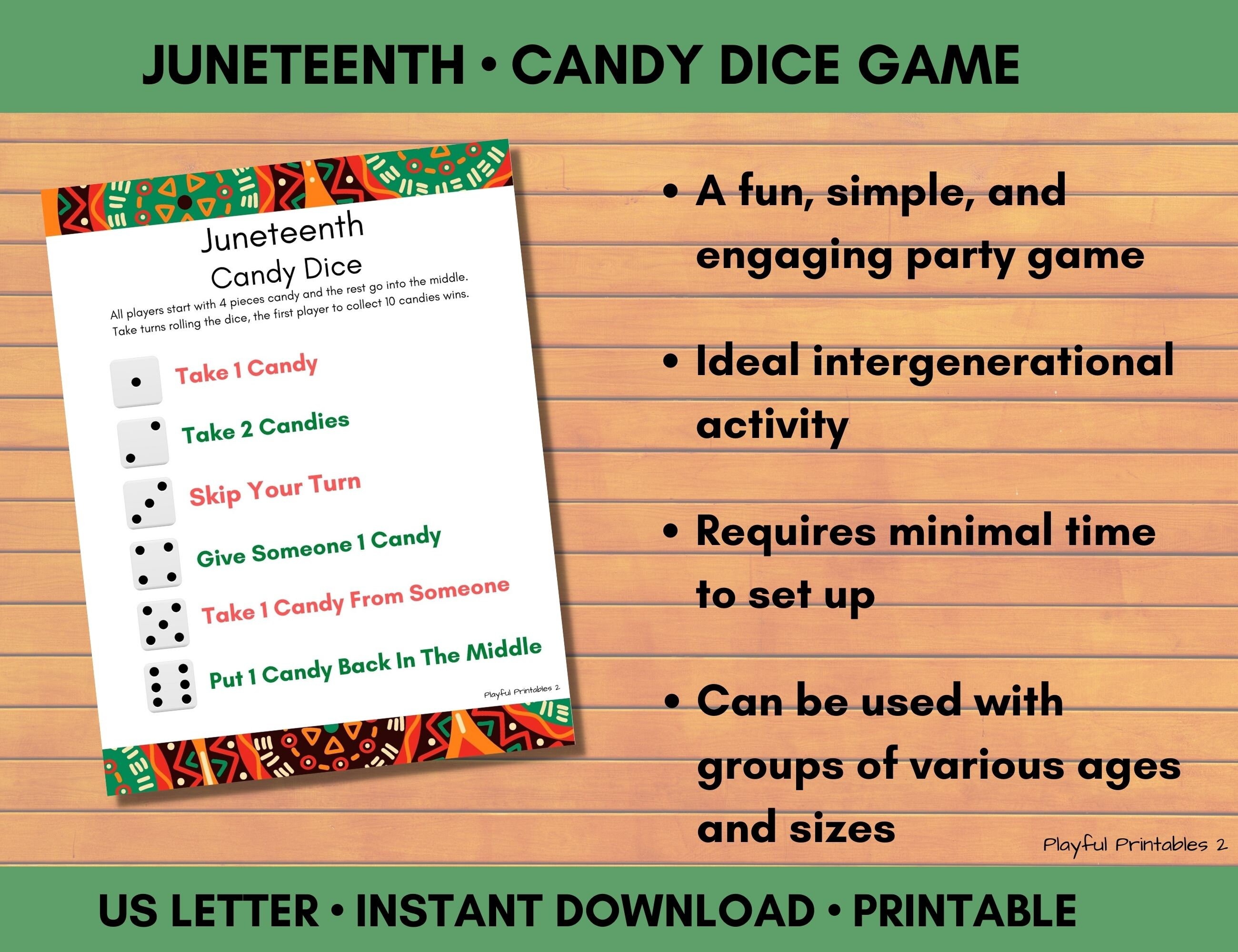 Juneteenth Candy Dice Game, Juneteenth Celebration, Kwanzza Activity ...