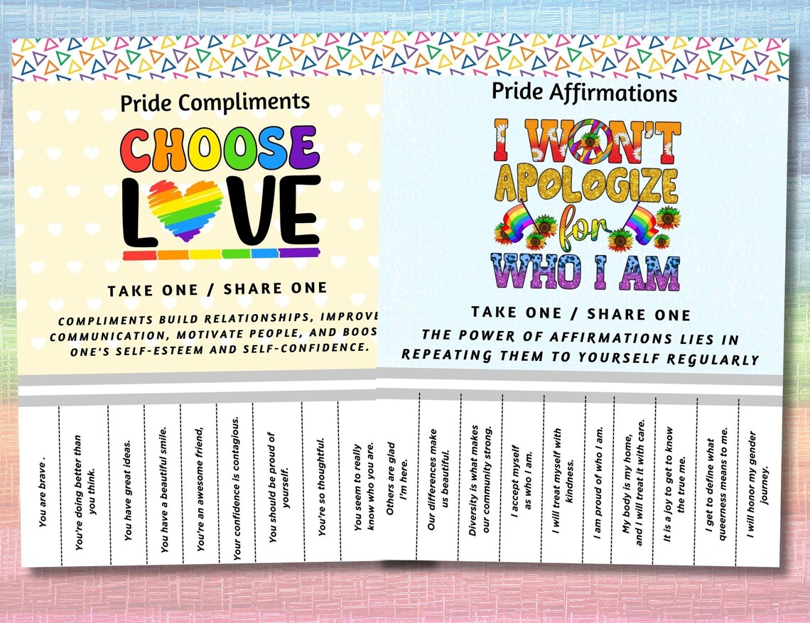 LGBTQ+ Pride Affirmation Tear-off Flyers (printable PDF) - Etsy