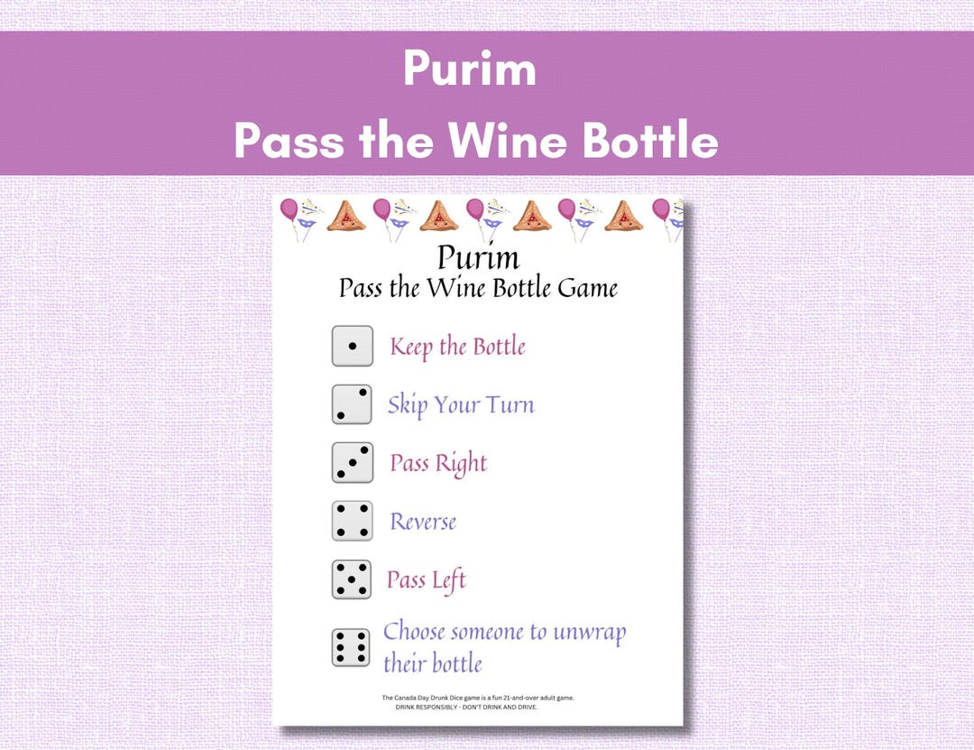 Purim Wine Bottle Exchange Dice Game (printable PDF) - Etsy