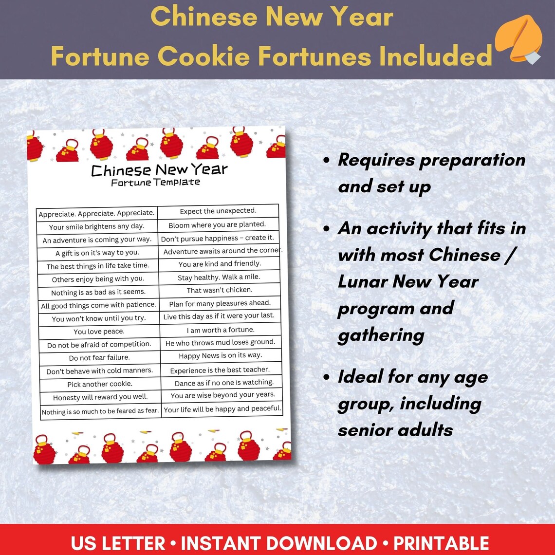 Chinese New Year Fortune Cookie Craft Kit (digital Download) - Etsy