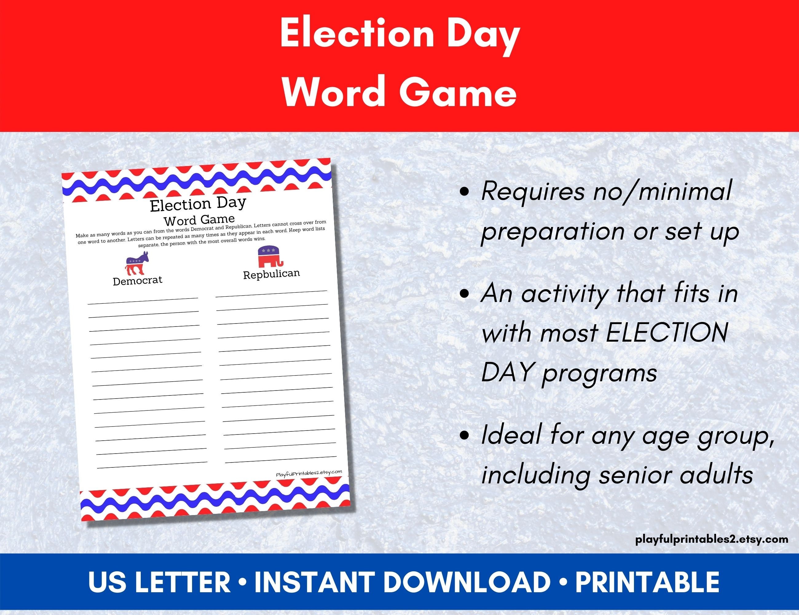 Election Day, A-Z Word Game, Brain Puzzle, Alphabet List, Word Race ...