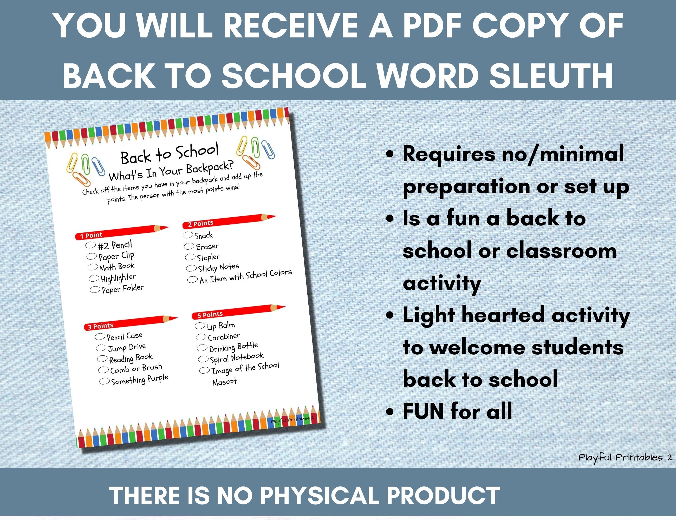 Back to School What's in Your Backpack, Back to School Game, First Day ...