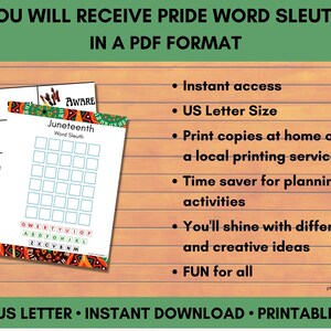 Juneteenth Word Sleuth, Celebration, Word Game, Word Solving Game ...
