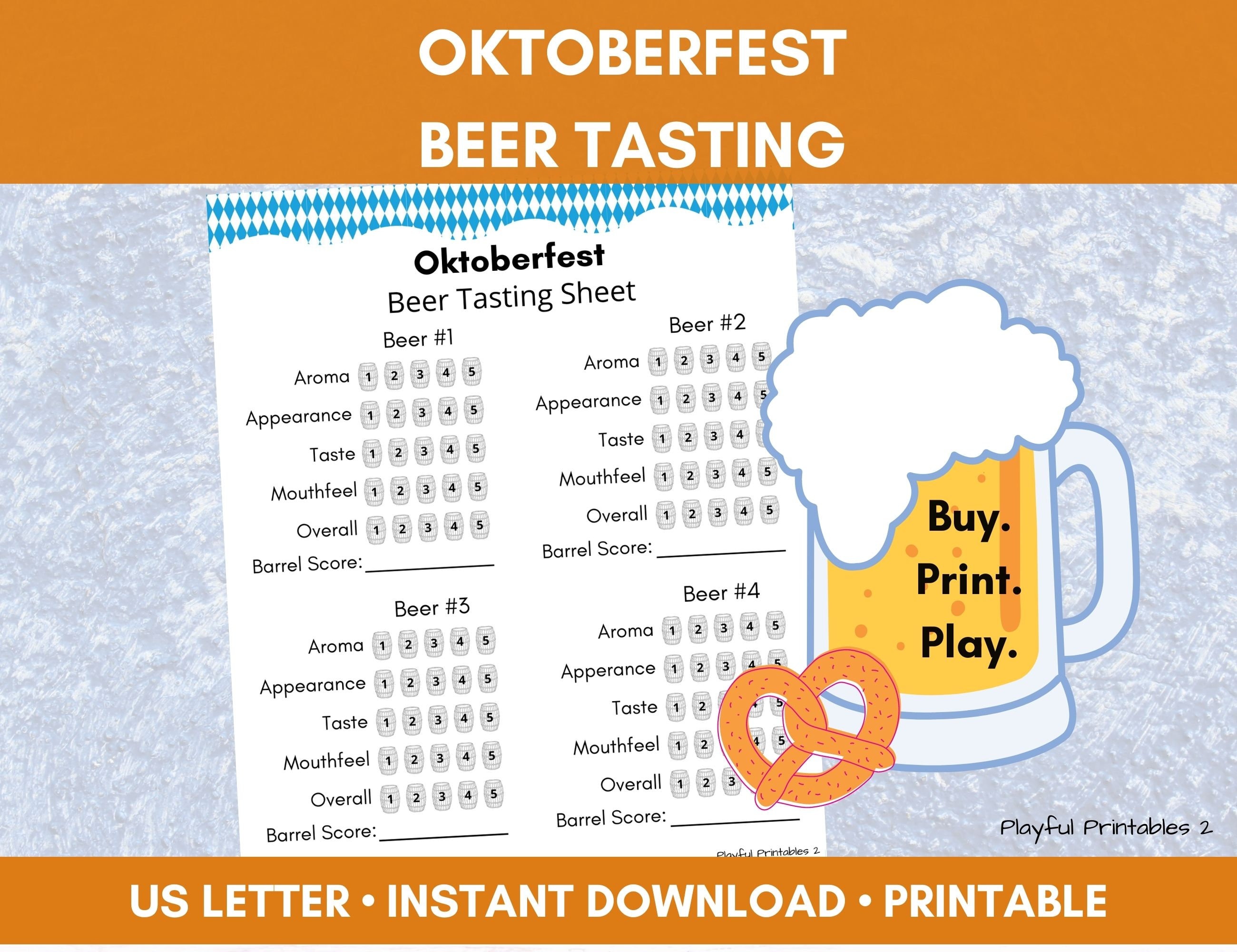 Oktoberfest Beer Tasting Score Sheet, Oktoberfest Party, German Beer ...