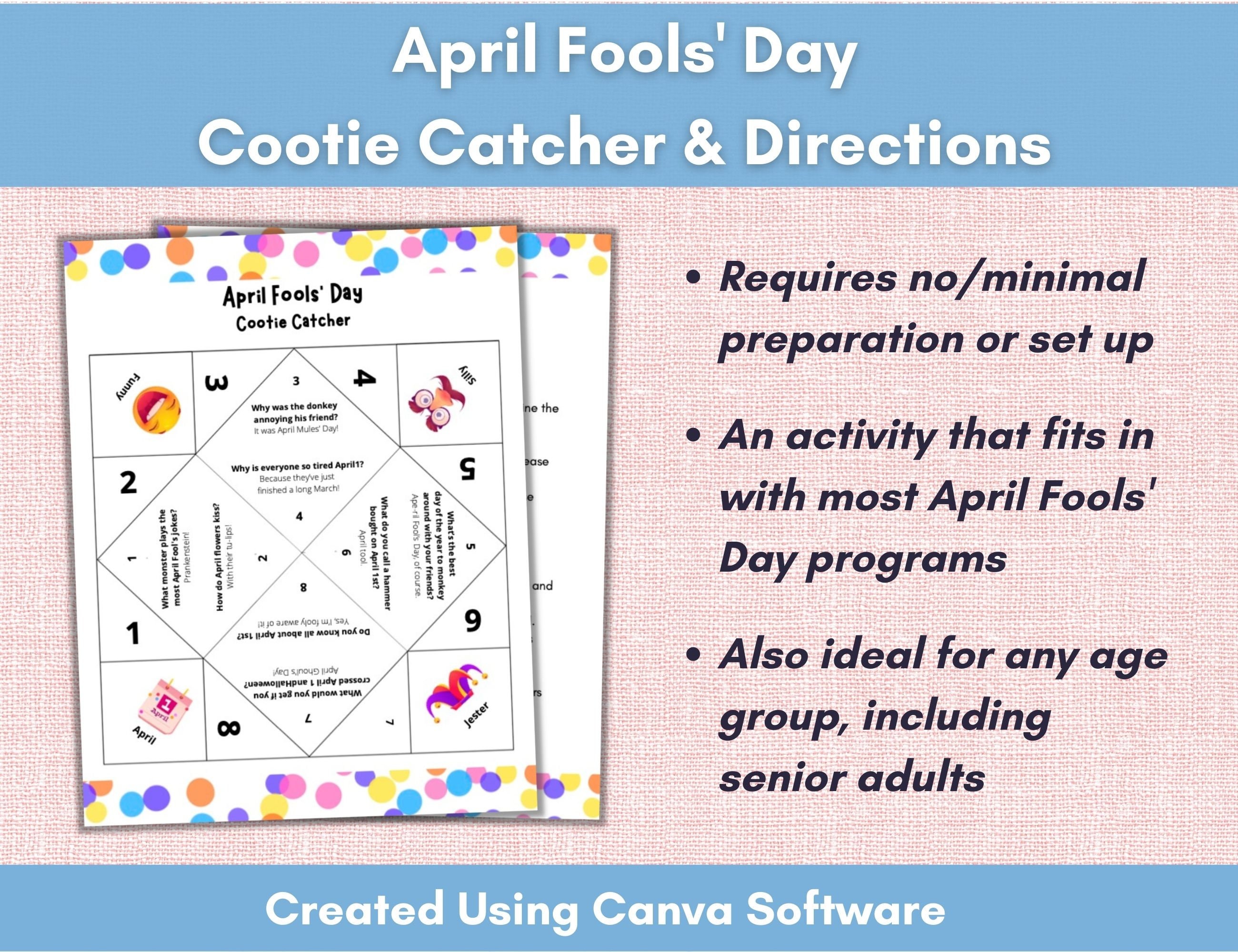 April Fools' Day, Cootie Catcher, Paper Joke Teller, April Fools' Day ...