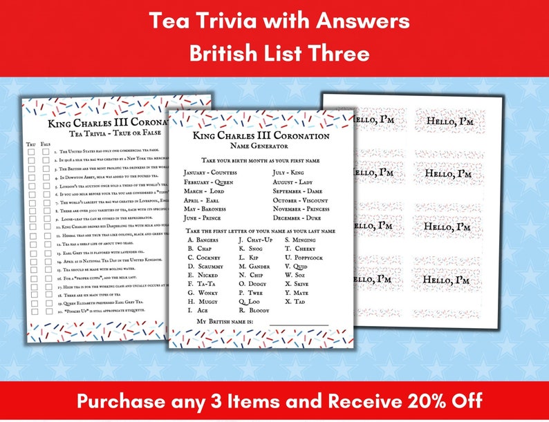 King Charles III Coronation Games Bundle, Royal Party Trivia (PDF) - Etsy