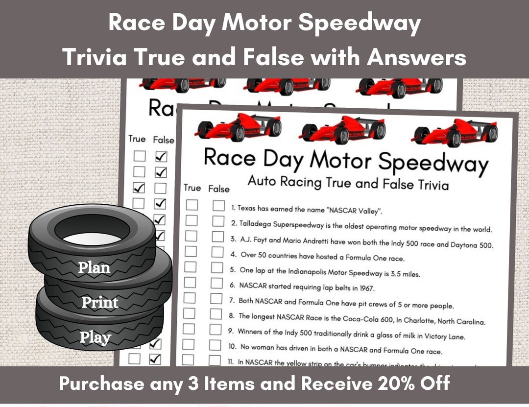 Race Day, Motor Speedway, Race Trivia, Brain Game, Car Racing Trivia ...