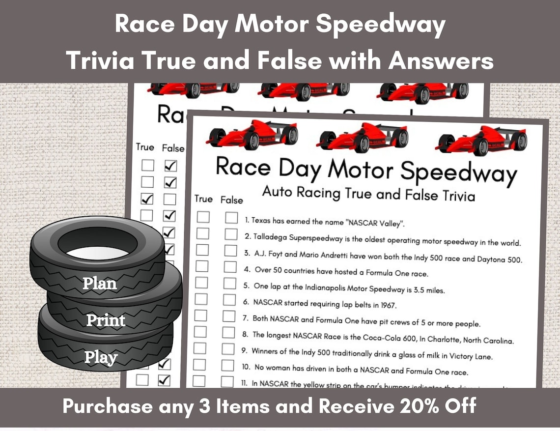 Race Day, Motor Speedway, Race Trivia, Brain Game, Car Racing Trivia ...