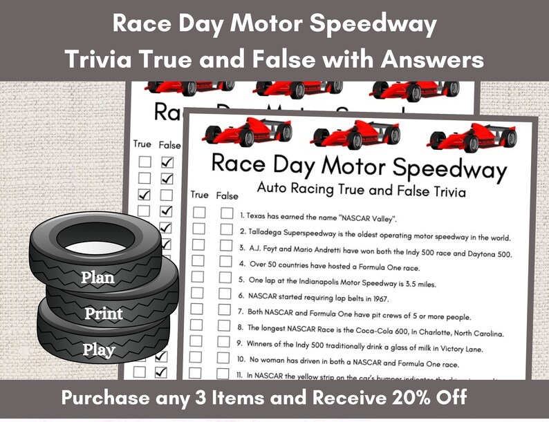 Race Day, Motor Speedway, Race Trivia, Brain Game, Car Racing Trivia ...