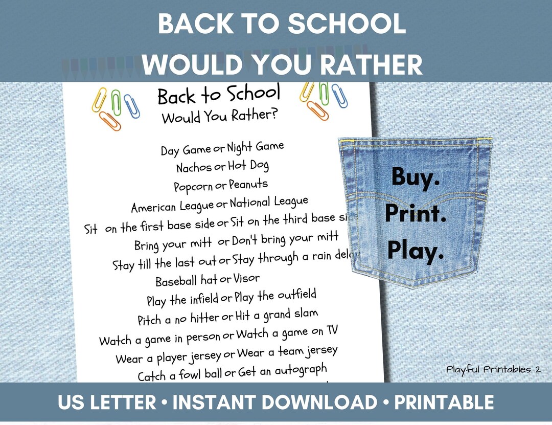 Back to School Would You Rather, This or That, School Theme, Classroom ...