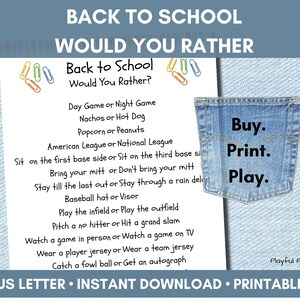 Back to School Would You Rather, This or That, School Theme, Classroom ...