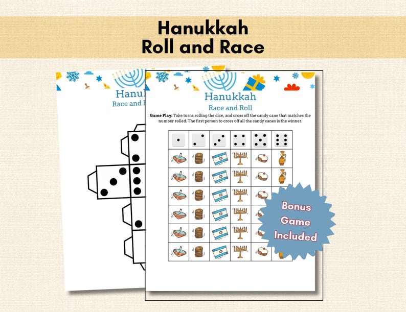 Hanukkah, Roll & Race, Dice Game, Hanukkah Activity, Classroom, Temple ...
