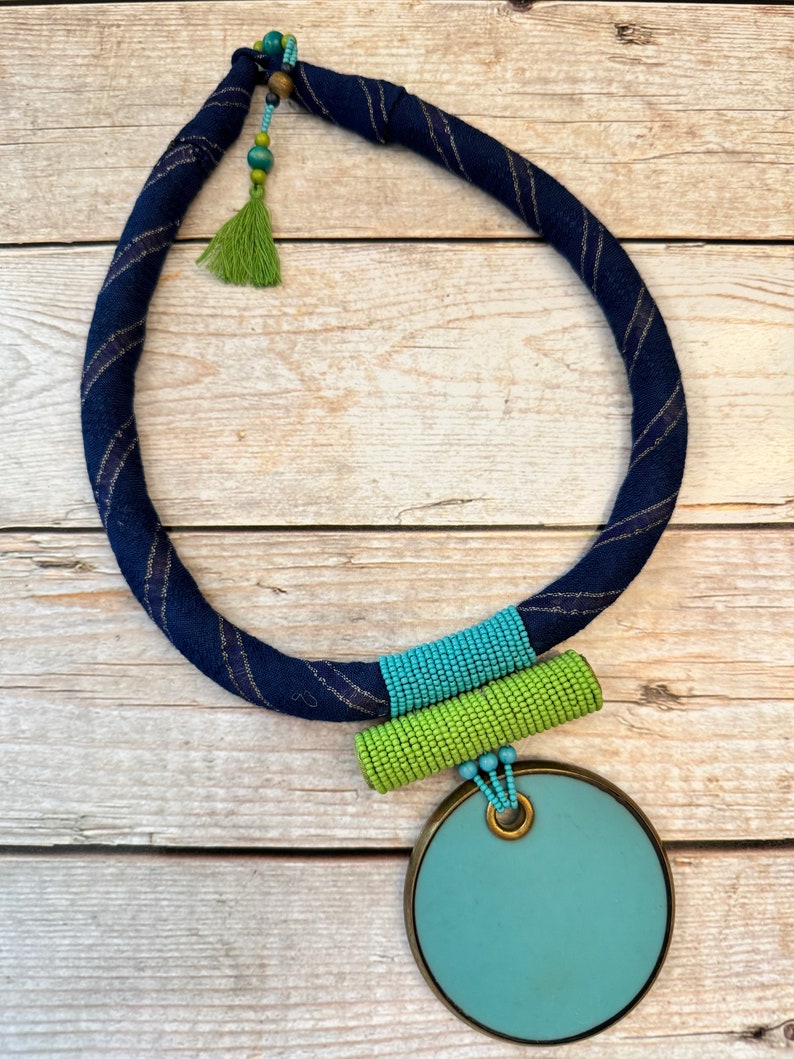 Unique Blue Pendent With Beads Statement Designer Necklace - Etsy