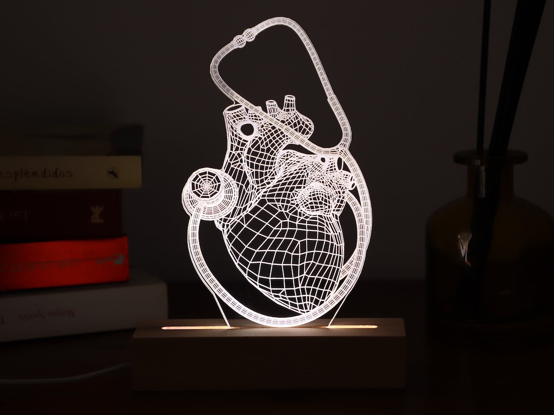 Heart & Stethoscope LED Lamp: Personalized Cardiology Gift - Etsy