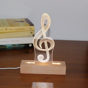 Treble Clef LED Night Light: 3D Illusion Music Lamp - Etsy