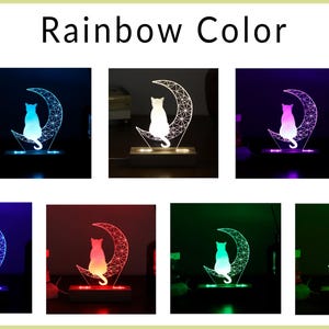 Cat on the Moon LED Night Light: 3D Illusion Lamp - Etsy