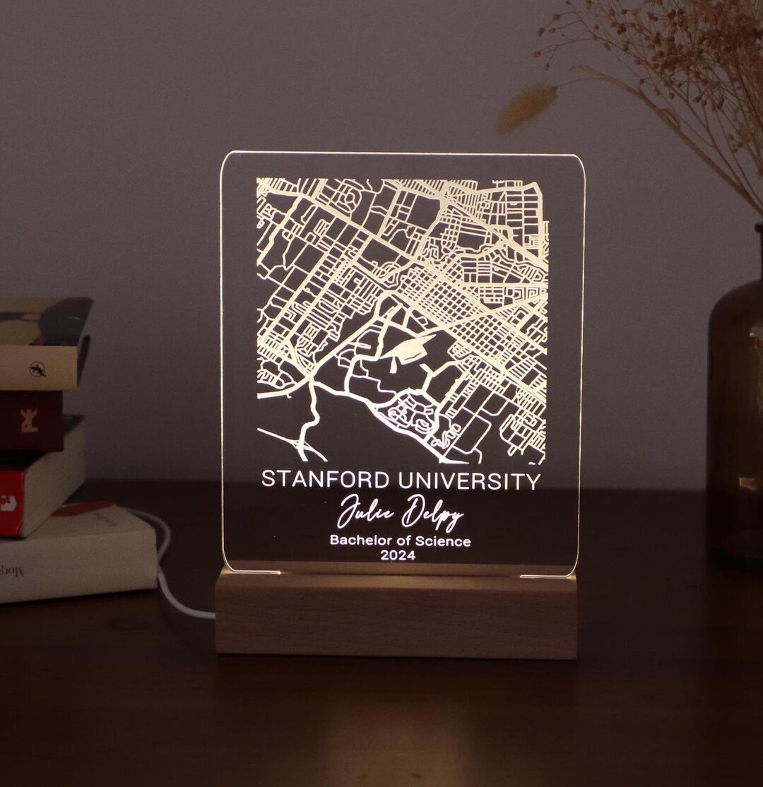 Personalized Graduation Campus Map Night Light, Custom College Map LED ...