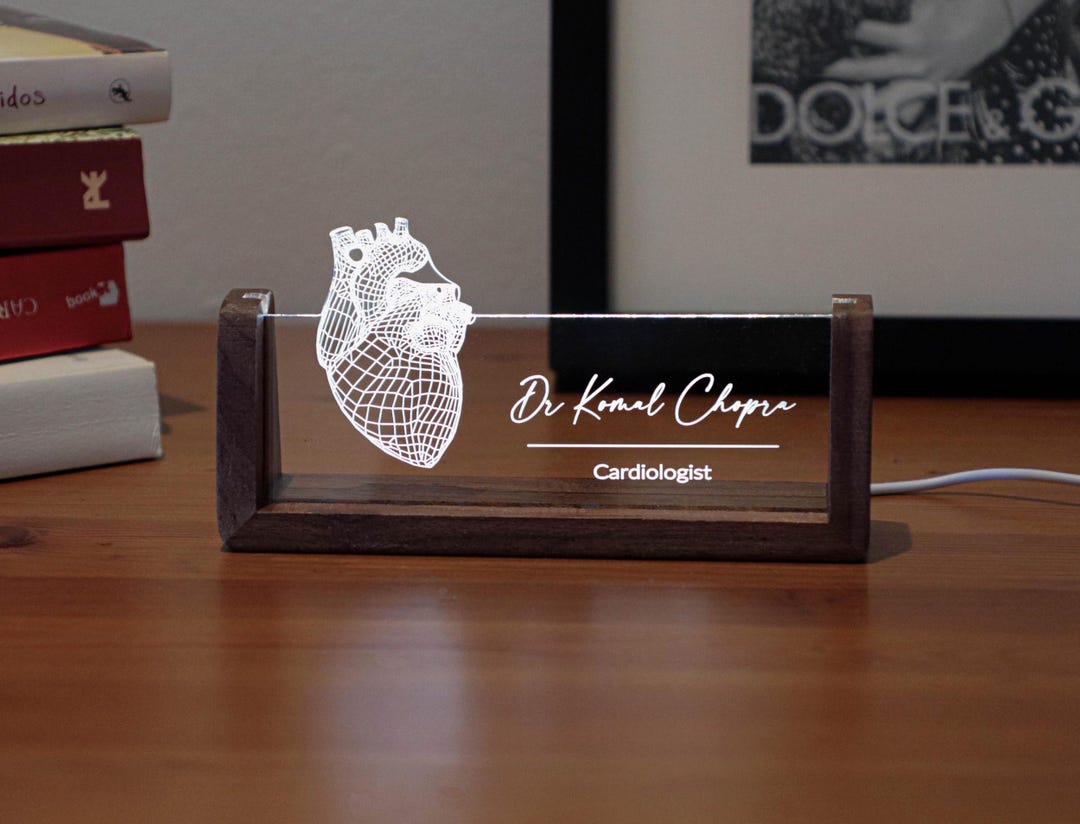 Cardiologist Desk Name Plate, Acrylic Nameplate, Desktop Sign Light ...