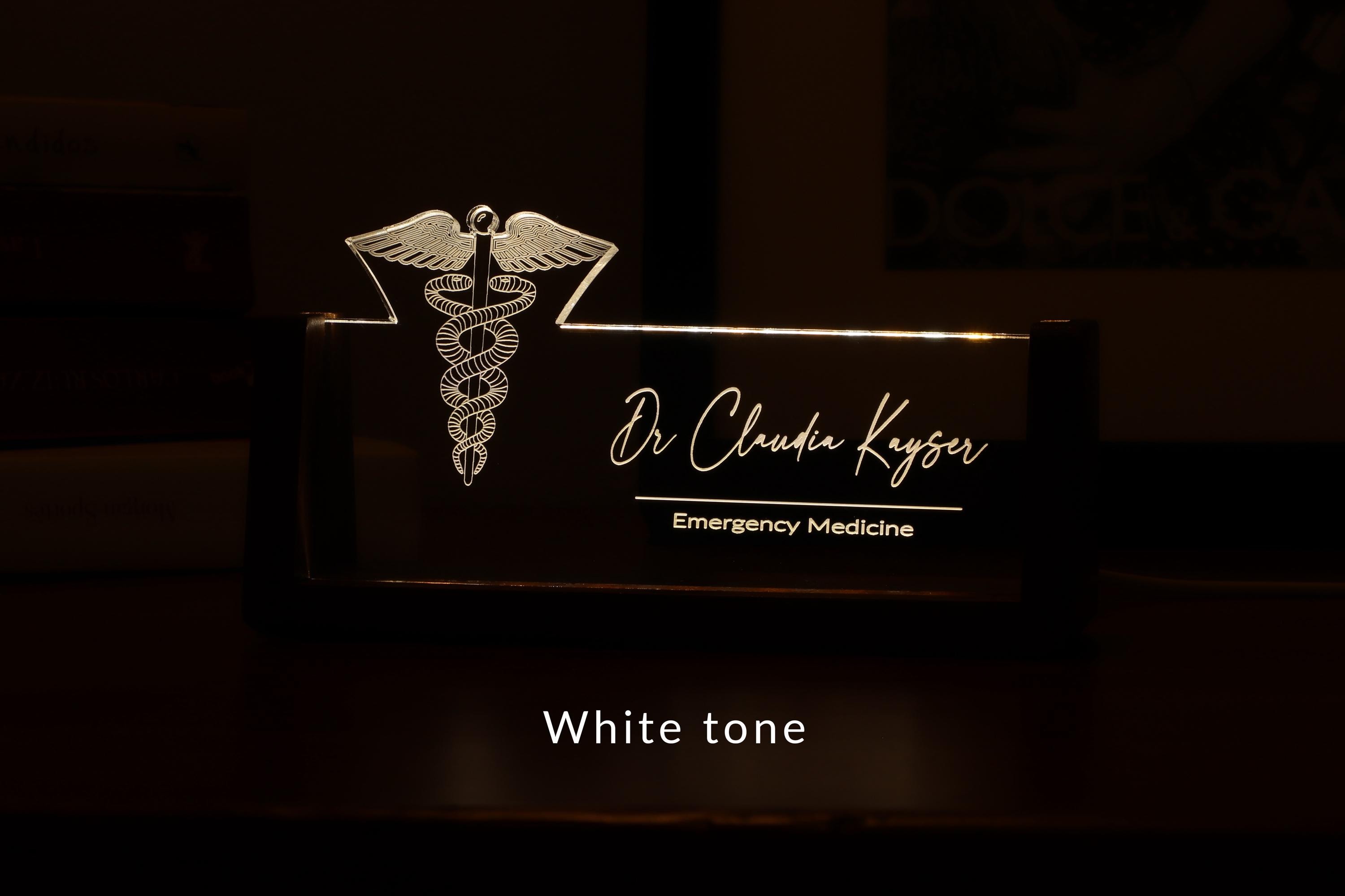 Desk Name Plate Personalized LED - Custom Medical Surgeon Doctor Title ...