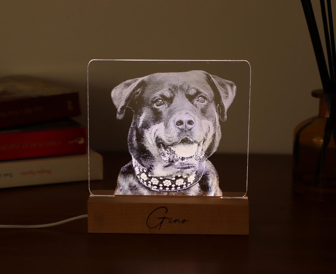 Personalized Pet Photo LED Night Light: Custom Dog Memorial Gift - Etsy