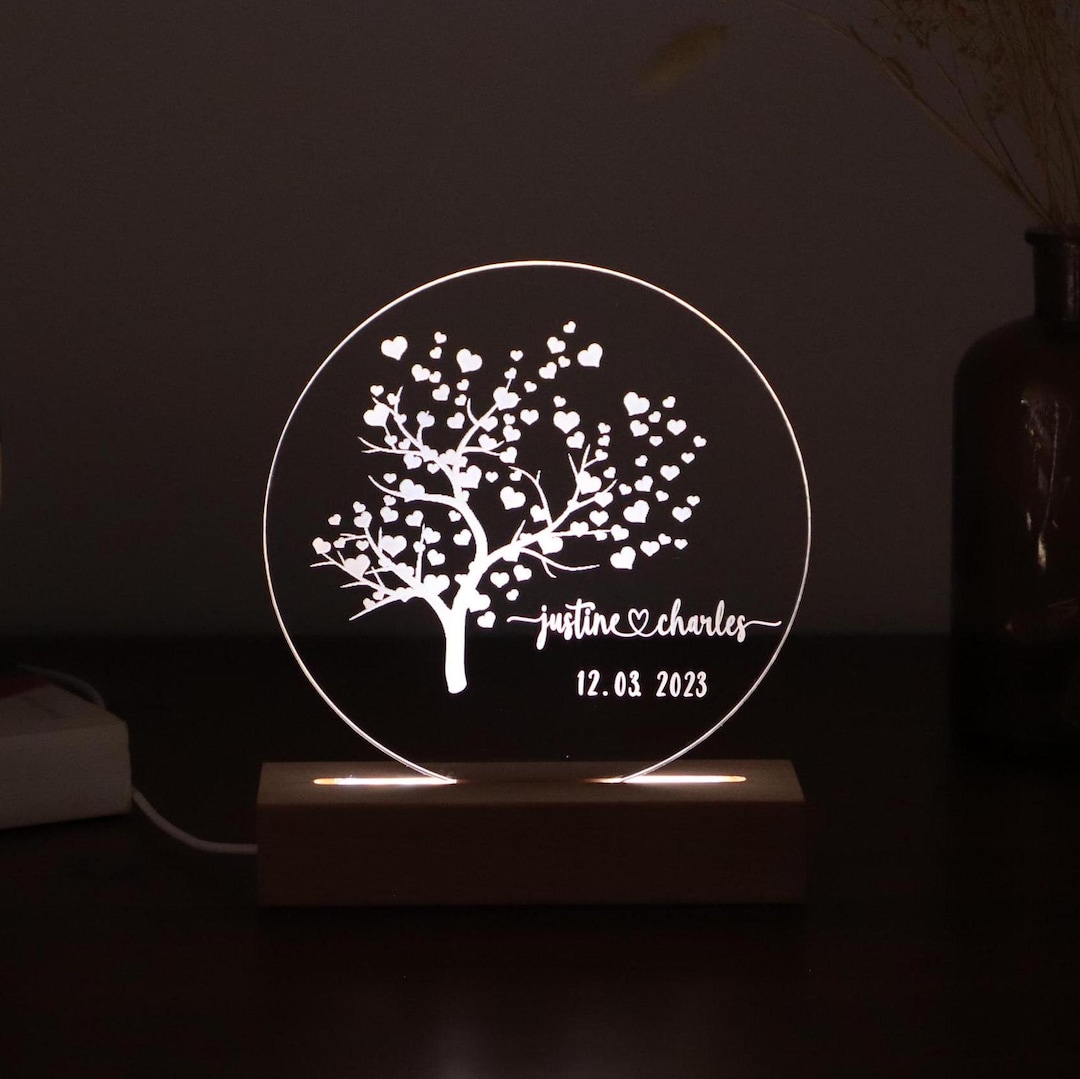Personalized Tree of Life Couples Night Light, Tree of Love With the ...