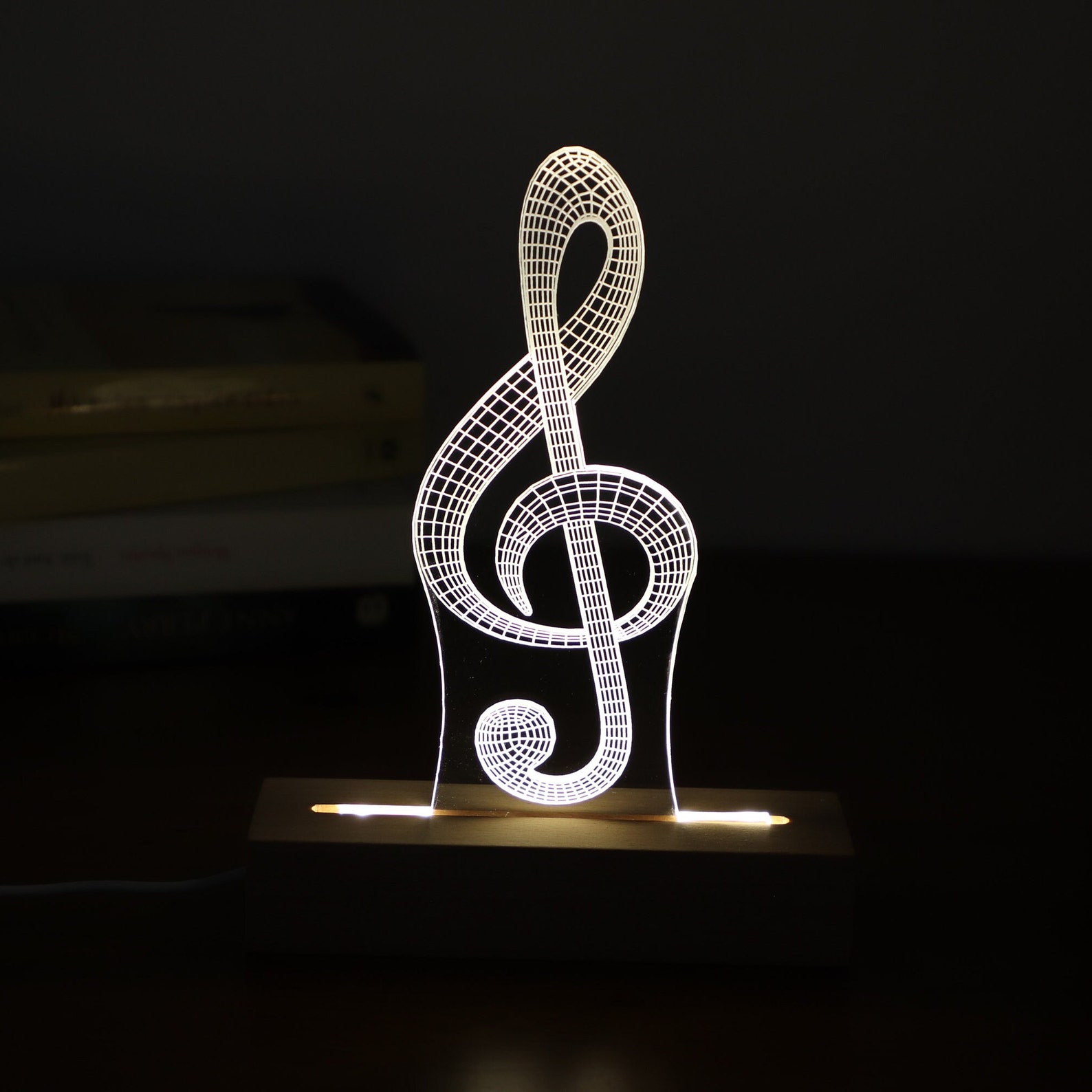 Treble Clef LED Night Light: 3D Illusion Music Lamp - Etsy