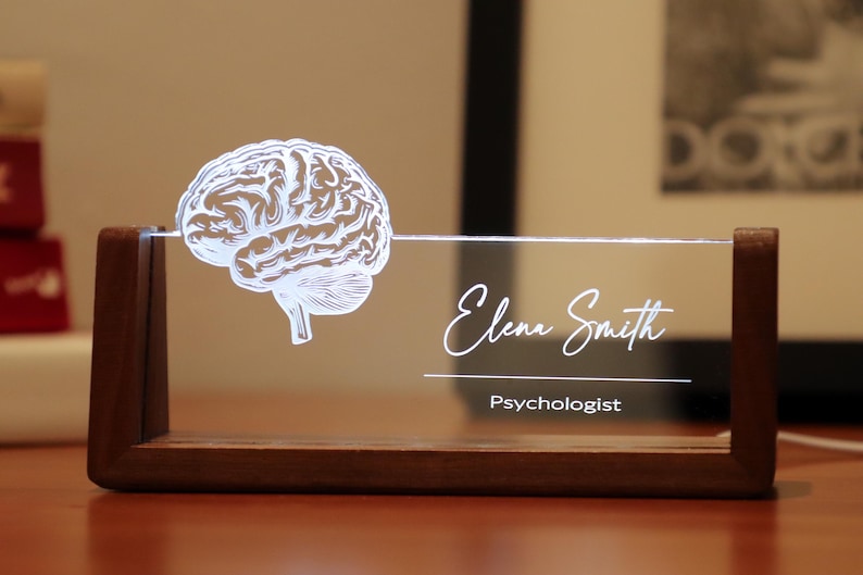 Personalized Psychologist LED Desk Name Plate - Beechwood Base - Etsy
