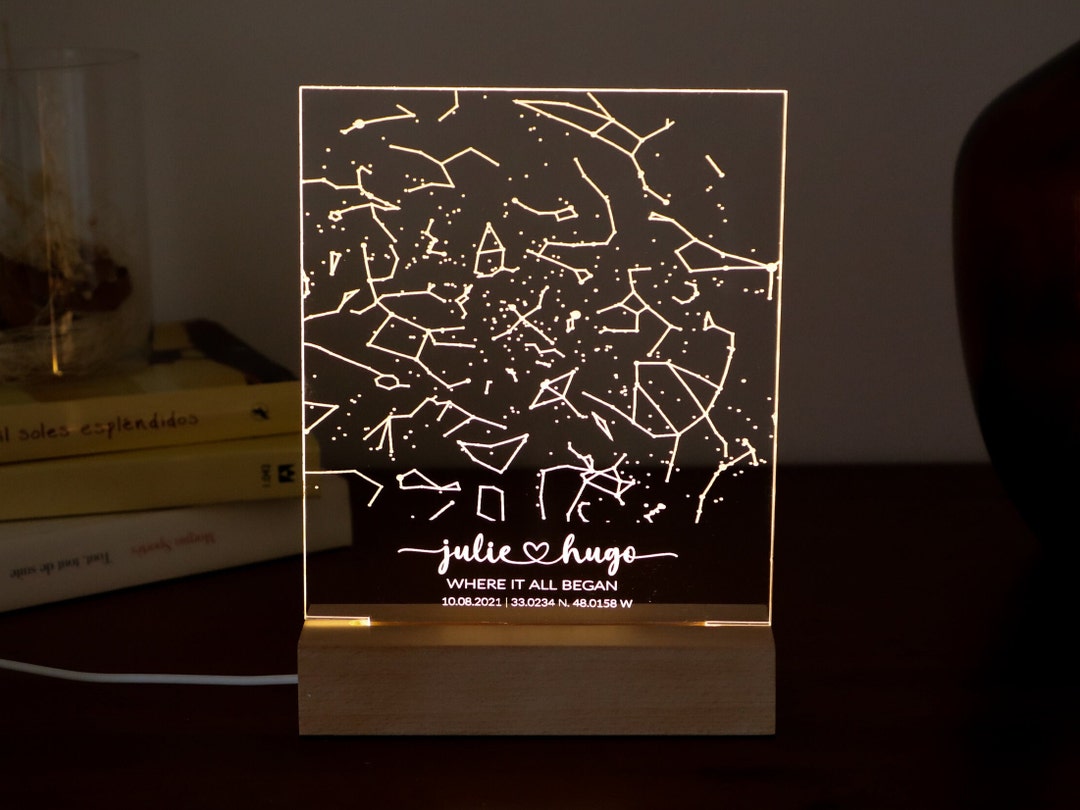 Personalized Constellation Chart Lamp, Valentines Gift for Couples ...