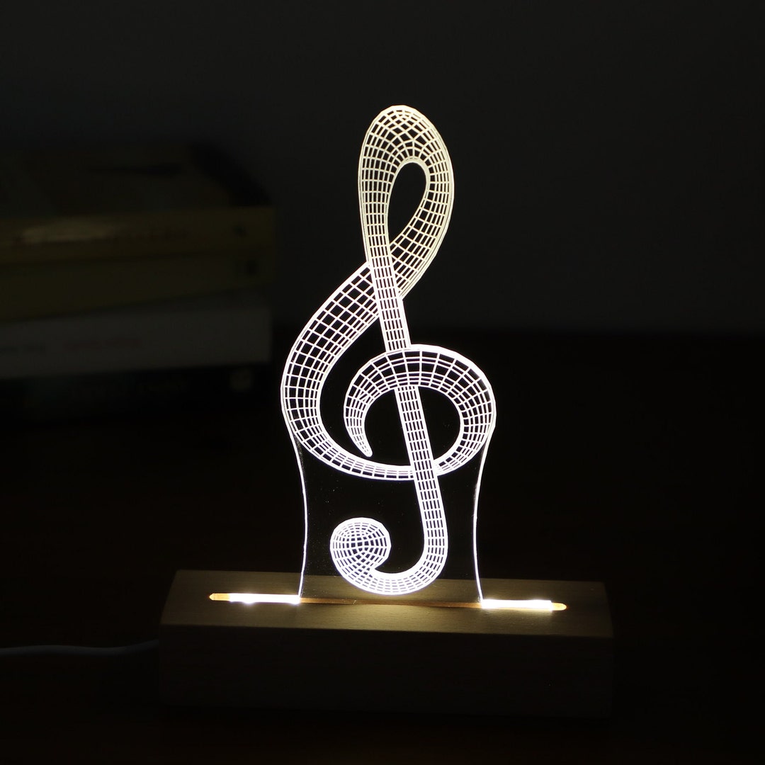 Treble Clef Led Night Light, 3D Illusion Table Lamp, Music Lover Gift ...