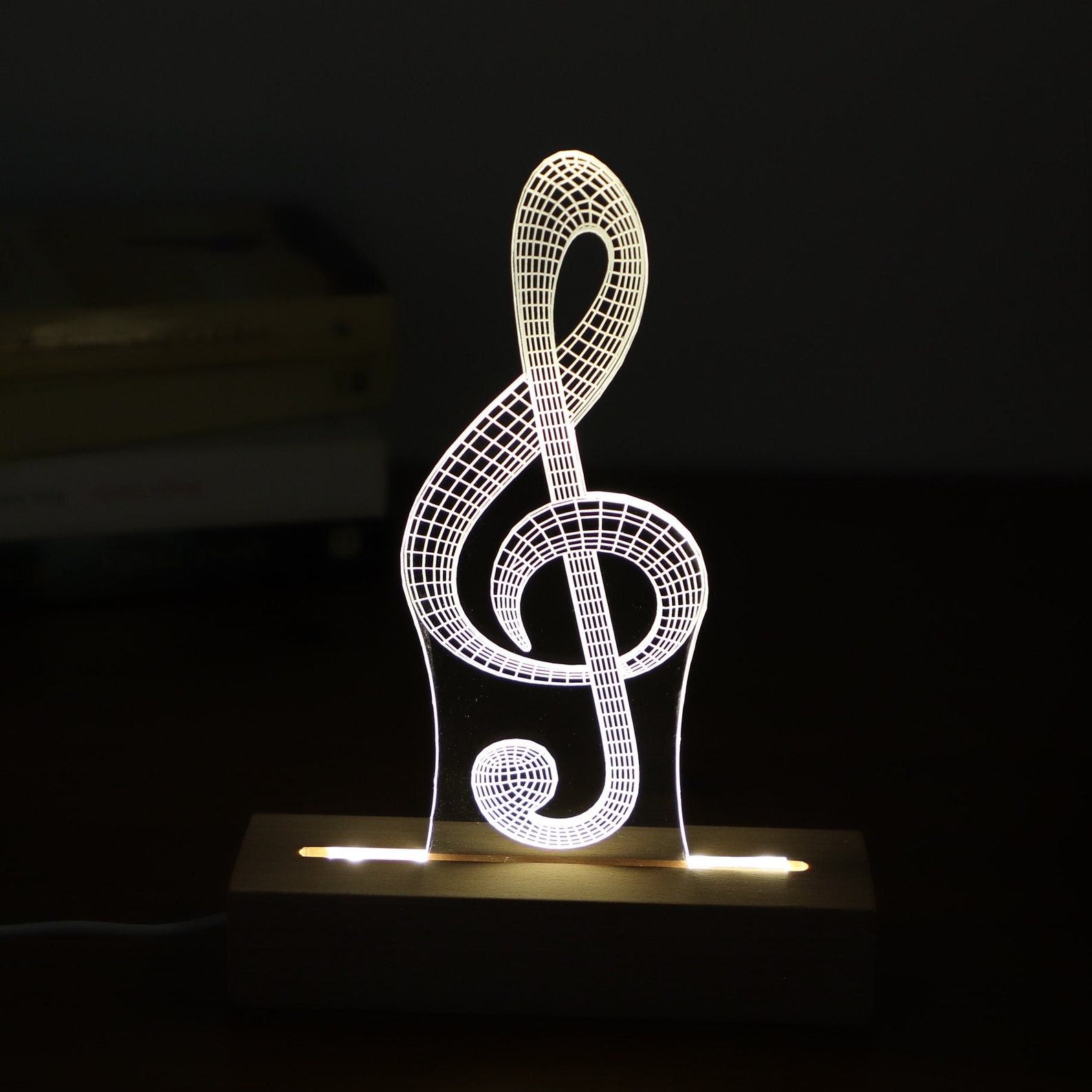Treble Clef LED Night Light: 3D Illusion Music Lamp - Etsy