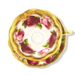 Royal Albert Pink and Red Roses “treasure Chest” Teacup and Saucer With ...