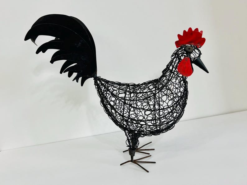 Hand Forged Metal Wire Rooster Art - Etsy