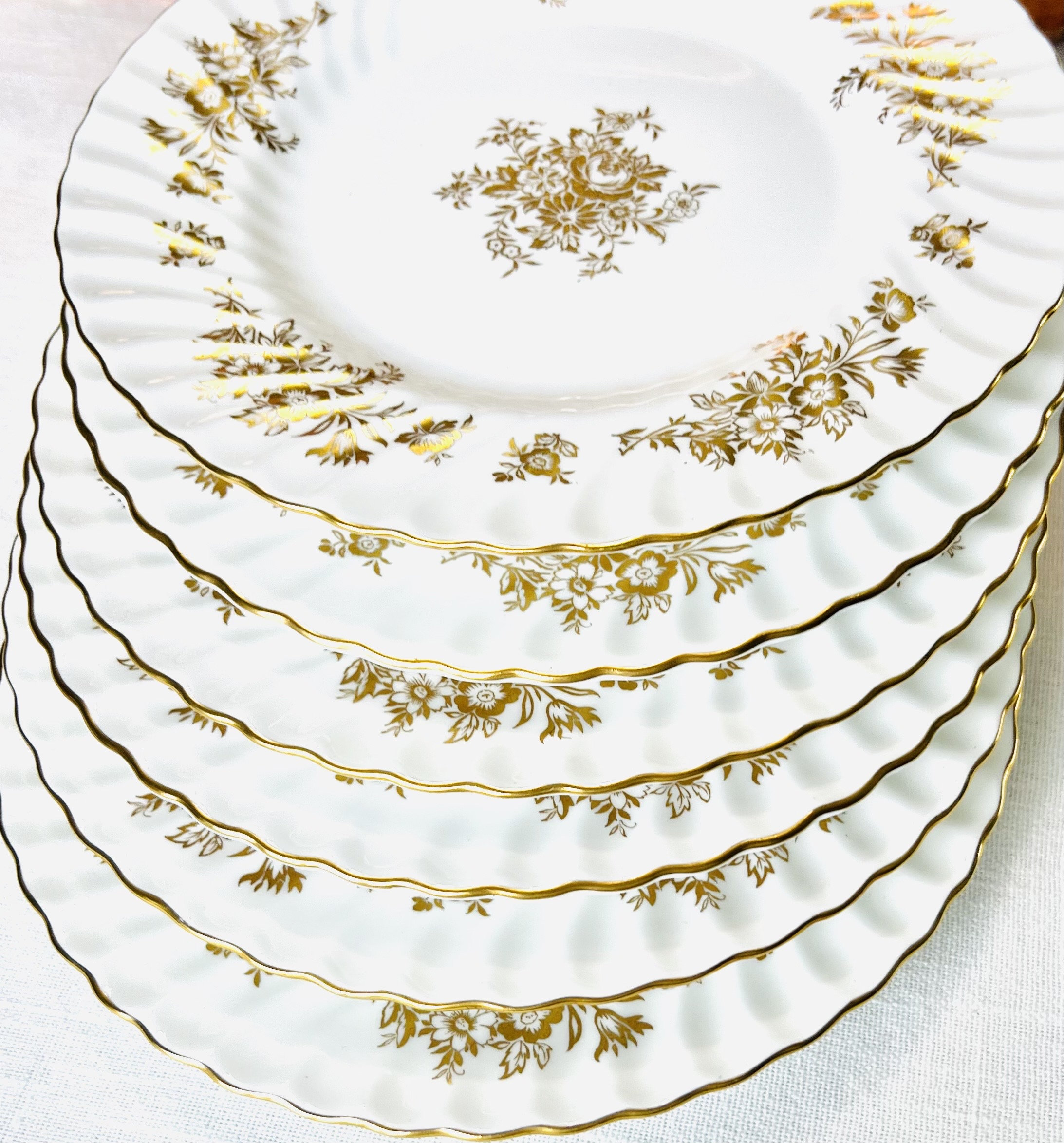 Minton Dinner Plates Marlow Gold Pattern Set of 6 10 1/2 - Etsy