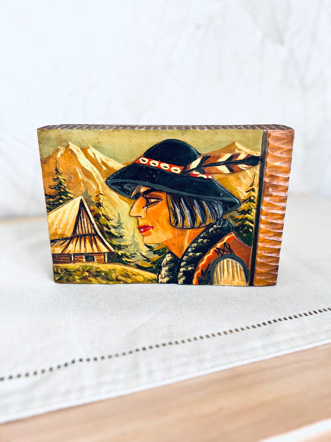 Vintage Sliwinski Polish Folk Art Stationary / Trinket Box With Lid - Etsy