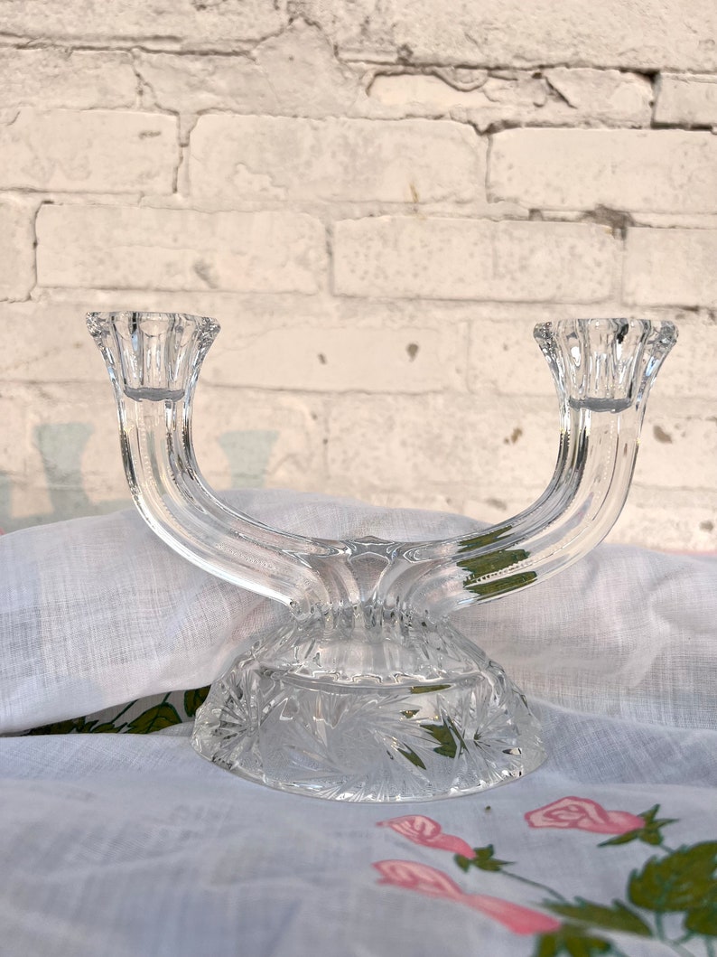 Crystal Glass Pinwheel Double Arm Candelabra Double Arm - Etsy