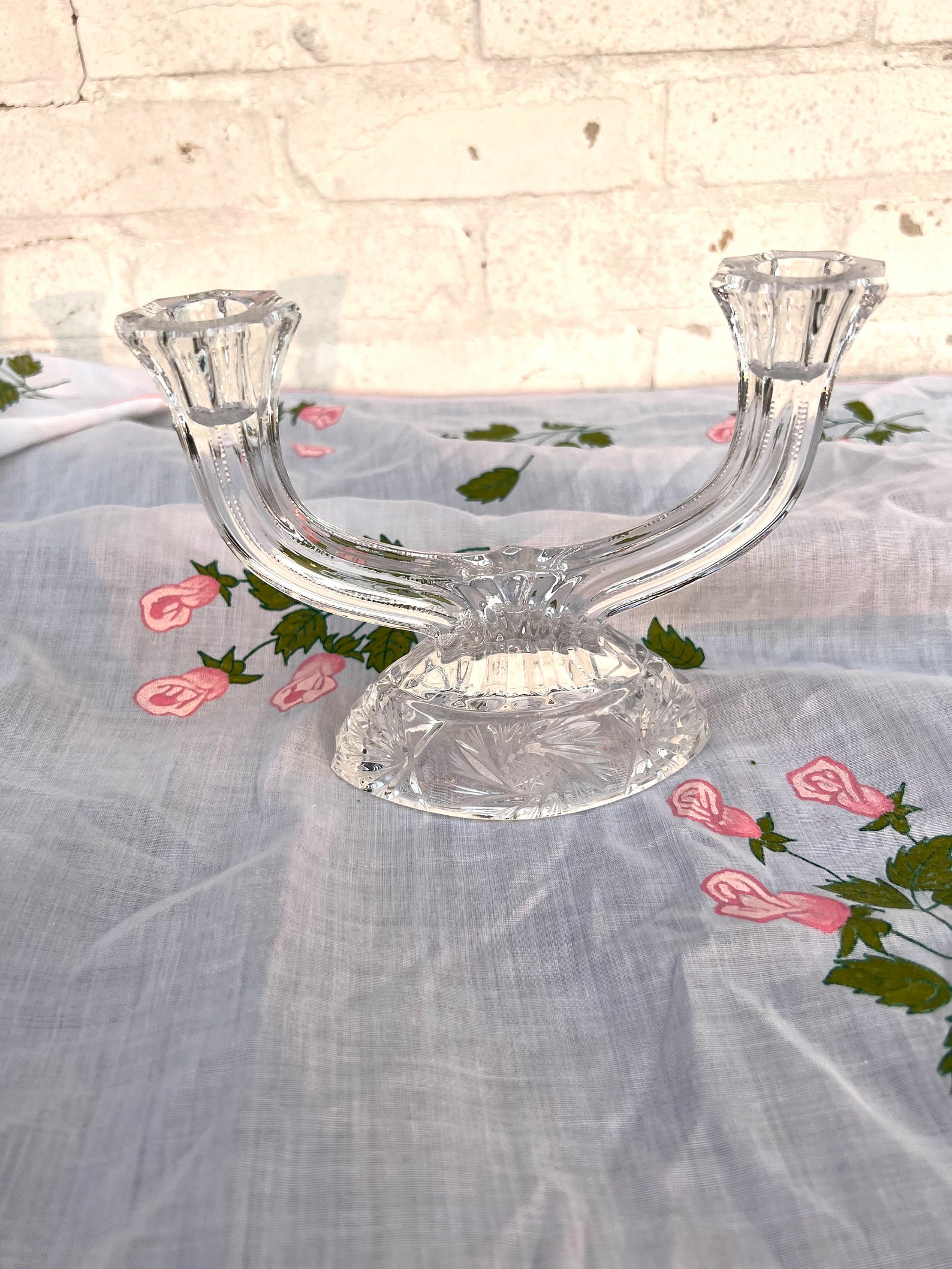 Crystal Glass Pinwheel Double Arm Candelabra Double Arm - Etsy