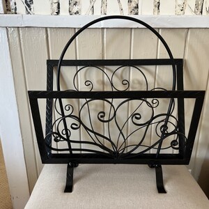 Mid Century Modern Wrought Iron Magazine Rack /holder, Scrolled ...