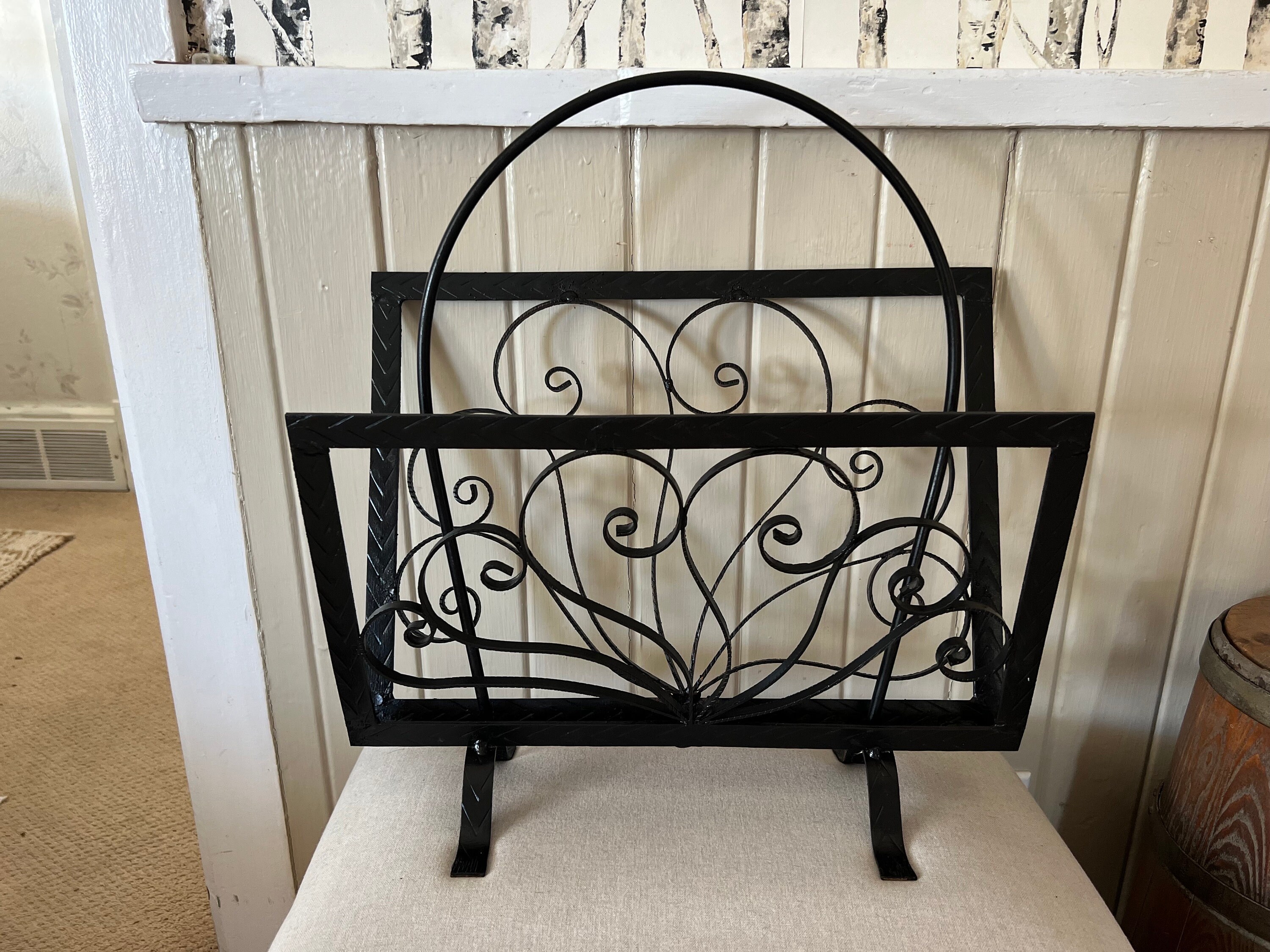 Mid Century Modern Wrought Iron Magazine Rack /holder, Scrolled ...